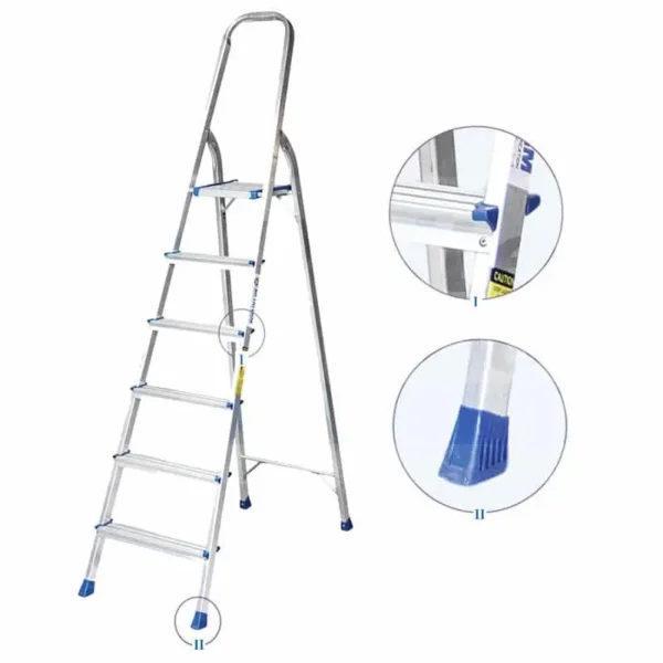 6 Steps House Hold Aluminium Ladder - ALUMINIUM AND FIBERGLASS LADDERS